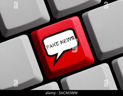 Fake News - Red computer keyboard 3D illustration Stock Photo - Alamy