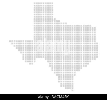 Isolated map of gray pixels shows outline of the US state of Minnesota ...