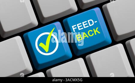 Blue computer keyboard with symbol shows further training Stock Photo ...