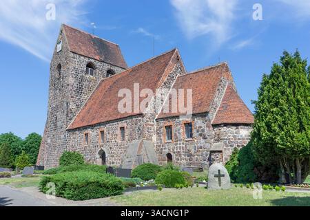 Romanesque village church made of fieldstones with wall in Gohre ...