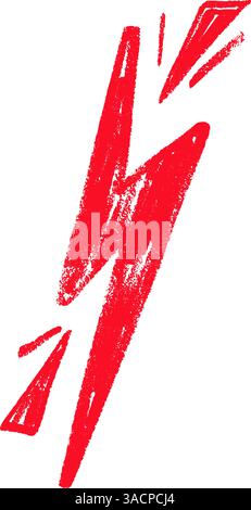 Red Hand draw thunder bolt with zappy doodle lines. Electric lightning ...