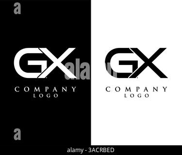 Red GX Letter Logo Design with Creative Intersected and Cutted Serif ...