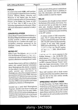 This weekly bulletin from 1999 is an official communication tool for ...