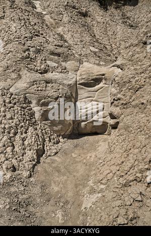 Detail of structures of eroded hills of Komolithi earth pyramids on the ...