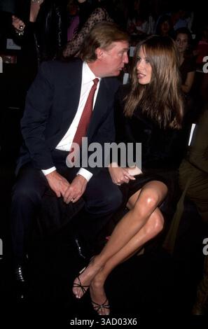 DONALD TRUMP & girlfriend model MELANIA KNAUSS arriving at the 2003 MTV ...