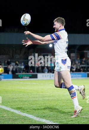 Josh Rourke of Wakefield Trinity celebrates his try during the Betfred ...