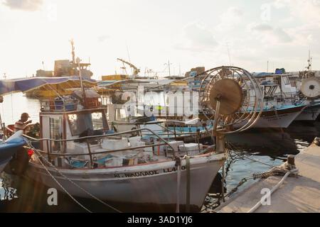 Cyprus, Paphos, Paphos Harbour, Colourful Fishing Boats Stock Photo - Alamy