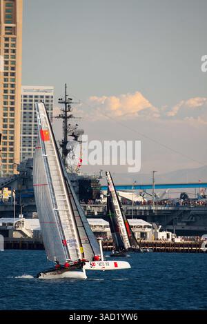 Sailors from around the world compete use spinnaker sails with their ...