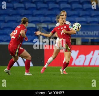 Cardiff,UK, 04 Apr 2025 Stine Ballisager (L) of Denmark defended the ...