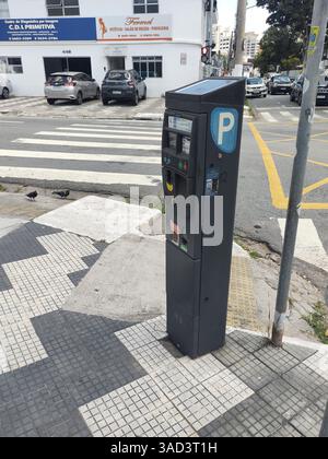 Parking Flowbird sign is seen on a parking meter, Osasco, Sao Paulo ...