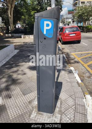 Parking Flowbird sign is seen on a parking meter, Osasco, Sao Paulo ...