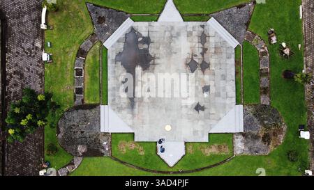 Aerial view of turtle field at Fort Rotterdam Fortress. This fort is located in Makassar City ...