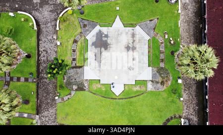 Aerial view of turtle field at Fort Rotterdam Fortress. This fort is located in Makassar City ...