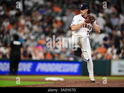 Houston Astros relief pitcher Bryan Abreu reacts as he walked back to ...