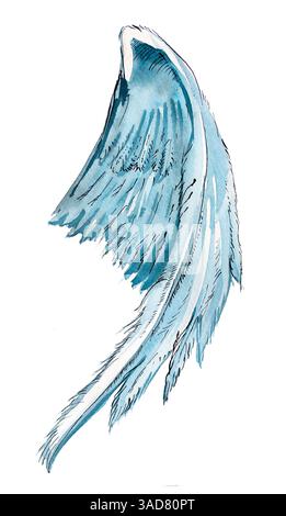 Watercolor hand painted wing. Artistic png painting isolated on a white ...