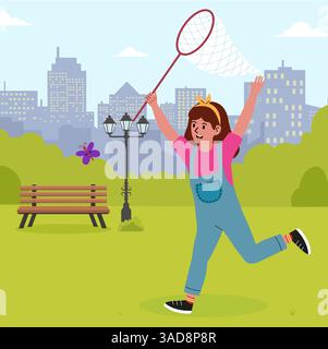 Green Butterfly fun running. Cute cartoon character. Funny insect ...