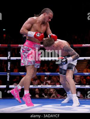 Jack Rafferty (left) knocks down Cory O'Regan (right) for the ...