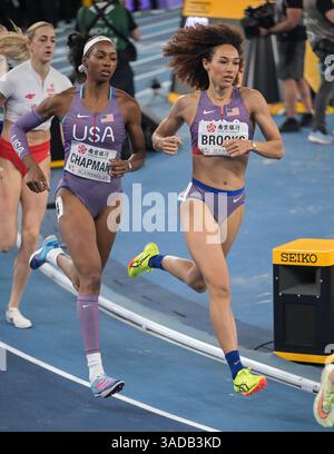 Timara Chapman of the USA competing in the Heptathlon long jump at the ...