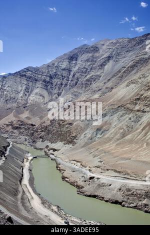 Himalayan landscape of Indus valley surrounded by Karakoram range ...
