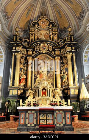 Interior view, central nave, Basilica and pilgrimage church of St. Anna ...