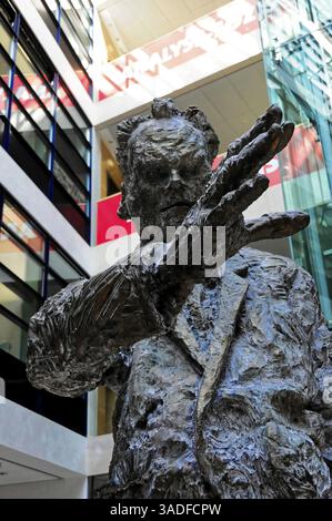 A detailed photograph of the bronze statue head of Roman Emperor ...