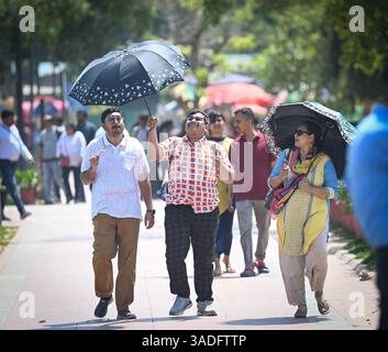 NEW DELHI, INDIA - APRIL 2: Tourists seen out on a Hot Day at Humayun's ...