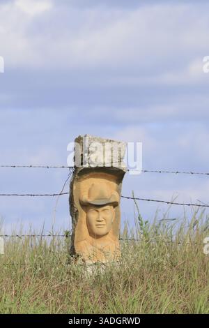 Carved Stone Post that's on Post Rock Scenic Byway Stock Photo - Alamy