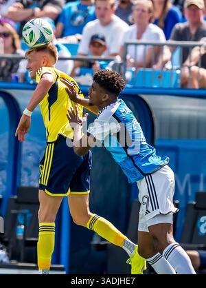Nashville SC forward Sam Surridge (9) plays during the second half of an MLS soccer match ...