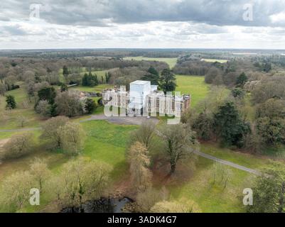 Aerial photo of Elveden Hall under renovation Stock Photo - Alamy
