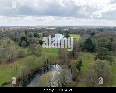 Aerial photo of Elveden Hall under renovation Stock Photo - Alamy