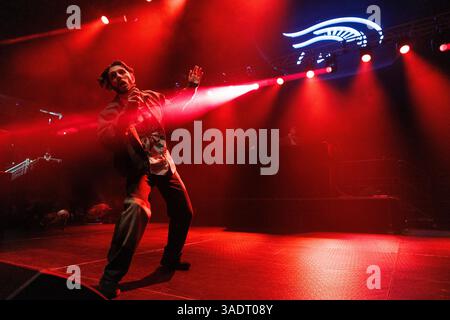 East Lansing, USA. 27th Mar, 2025. Rapper bbno$ performs at the ...