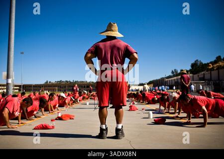 A California Department of Corrections fire crew battles the Canyon ...