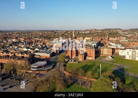 Drone aerial photo of Worcester city centre, showing The Hive, an award ...