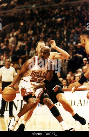 FILE - Chicago Bulls' Michael Jordan thinks about a question after ...
