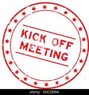 Grunge red kick off meeting word rubber seal stamp on white background ...