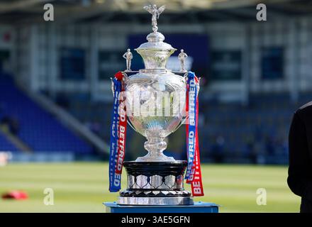 The Betfred Challenge Cup trophy pitch side before the Betfred ...