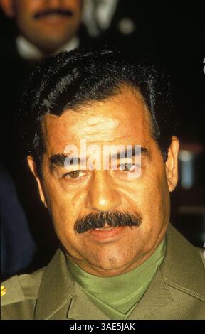 Iraqi President Saddam Hussein is pictured in military uniform in Iraq ...