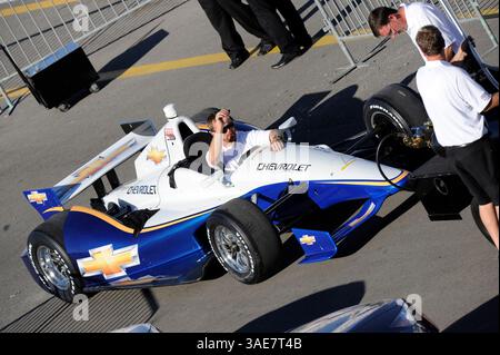 October 16, 20011: Izod Indycar Series driver Dan Wheldon is loaded ...