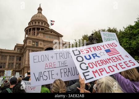 Protestors at HANDS OFF rally at Texas State Capitol in Austin Texas on ...