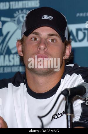 Oct 11, 2004; Irvine, California, USA; Tennis Star ANDY RODDICK at the ...