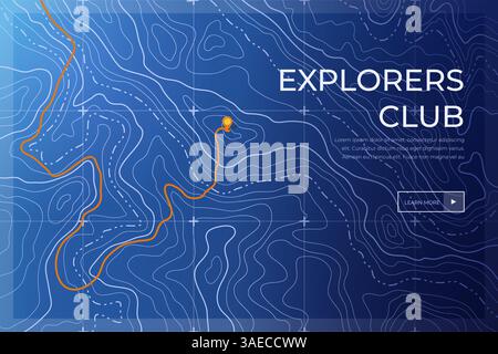 Topographic contour map with marker. Map pattern with mountain texture ...
