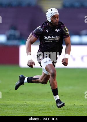Swansea, UK. 6 April, 2025. Dan Edwards of Ospreys during the Ospreys v ...