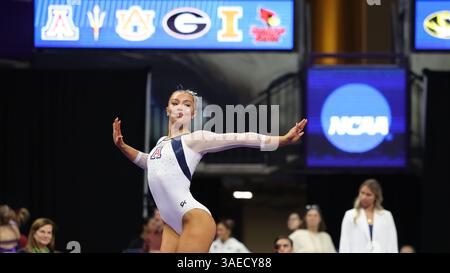 April 4, 2025: Gymnast Emma Strom of the University of Arizona during ...