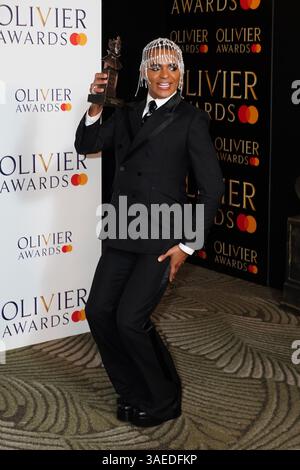Layton Williams in the Winner's Room with the Best Actor in a ...