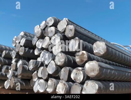 Stack of the construction irons. Metal rods or bars Stock Photo - Alamy