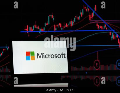 In this photo illustration, Microsoft Corporation logo seen displayed ...