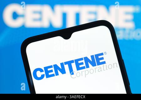 In this photo illustration, Centene Corporation logo seen displayed on ...