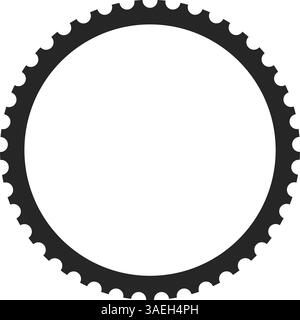 Round circle format postage stamp vector frame with perforated edges ...