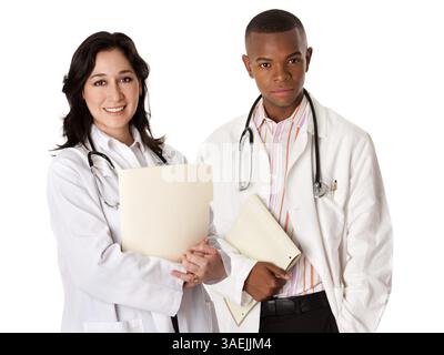 Doctor team with patient file dossier Stock Photo - Alamy
