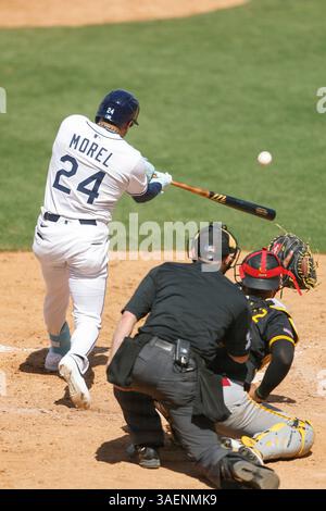 Tampa Bay Rays' Christopher Morel celebrates after hitting an RBI ...